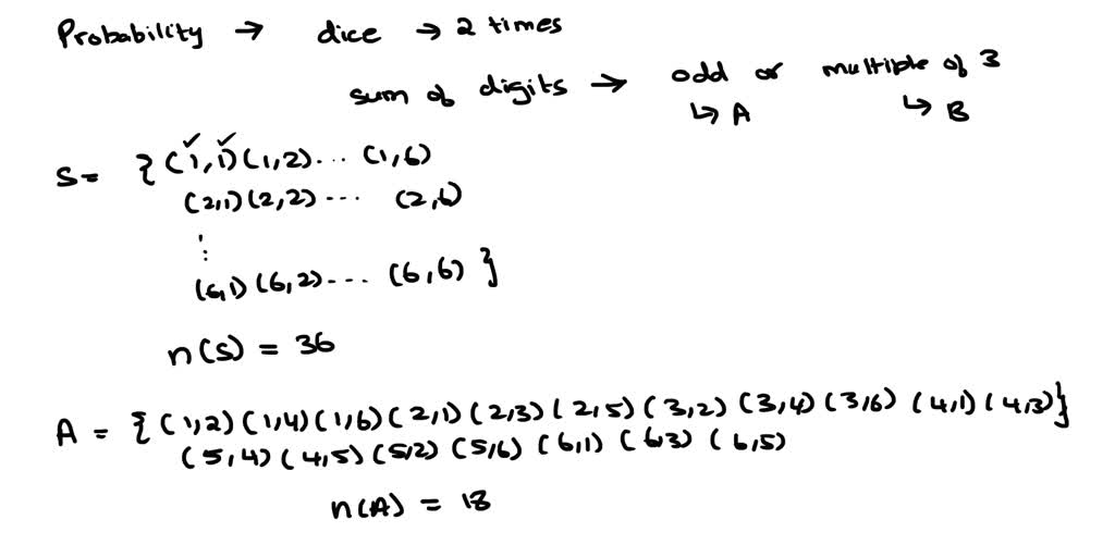 For the experiment of rolling an ordinary pair of dice, find the ...