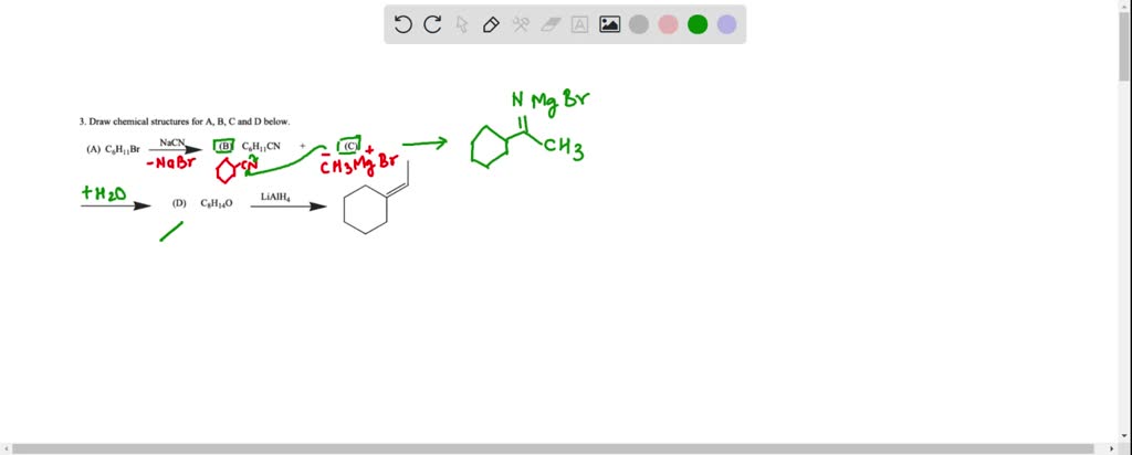 SOLVED: Draw chemical structures for A, B, C, and D below. (A) CH3Br ...