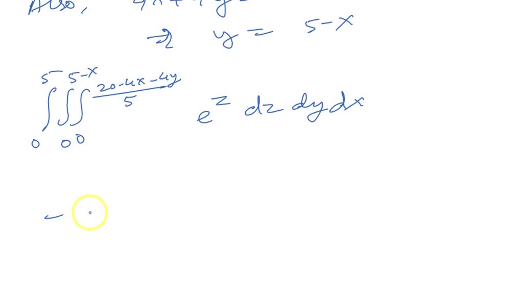 SOLVED: Calculate the integral of f(z, Y, 2) = e? over the tetrahedron W in figure below. Assume ...