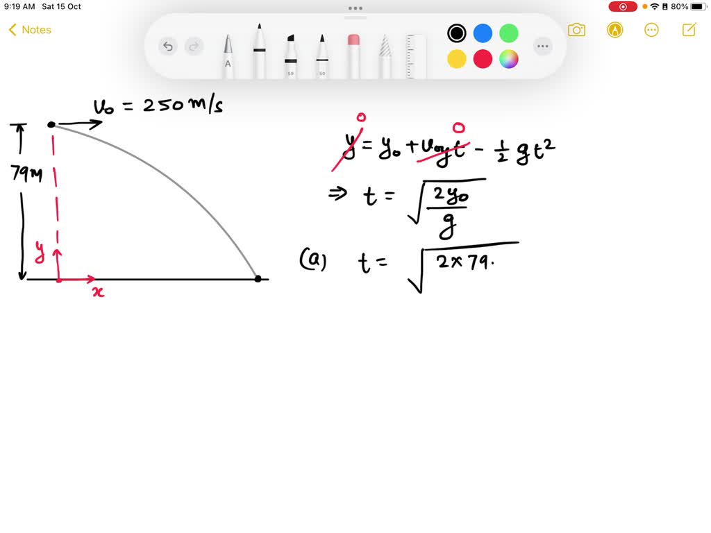 SOLVED: A projectile is fired horizontally from a gun that is 75 m above flat ground, emerging ...