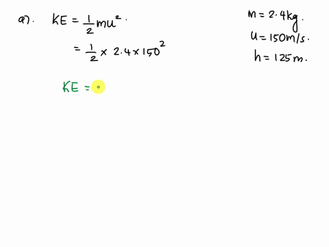 a projectile with a mass of 24 kg is fired from a cliff 125 m high with ...