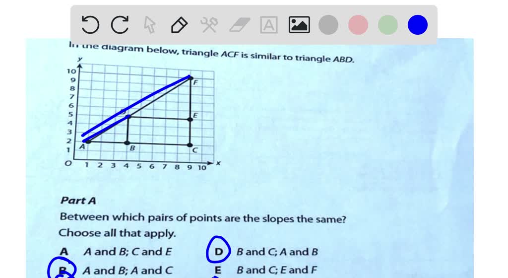 SOLVED: In the diagram below; triangle ACF is similar to triangle ABD ...