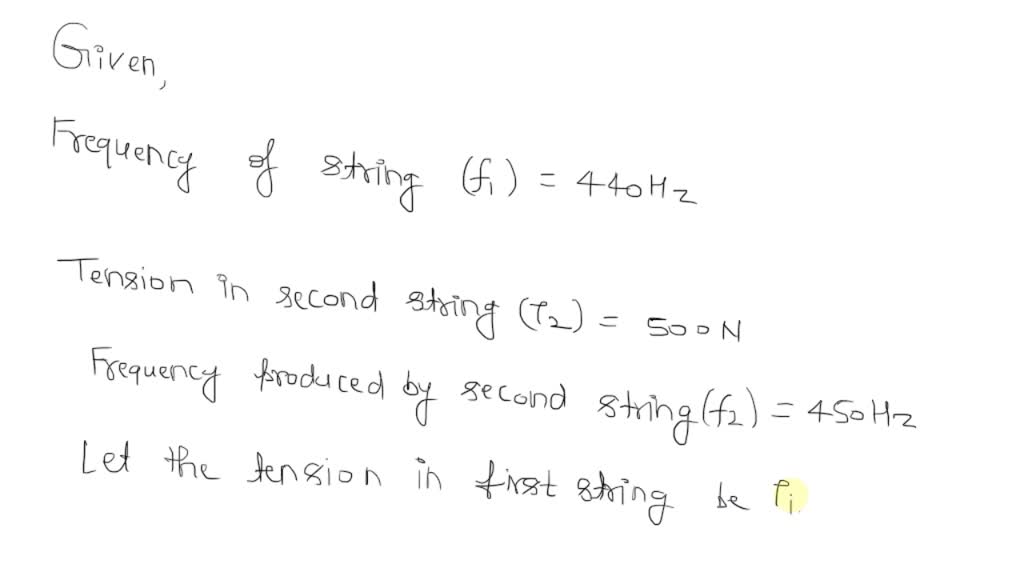 SOLVED: On a violin, correctly tuned A string has frequency of 440 Hz. At tension of 500 N, this ...
