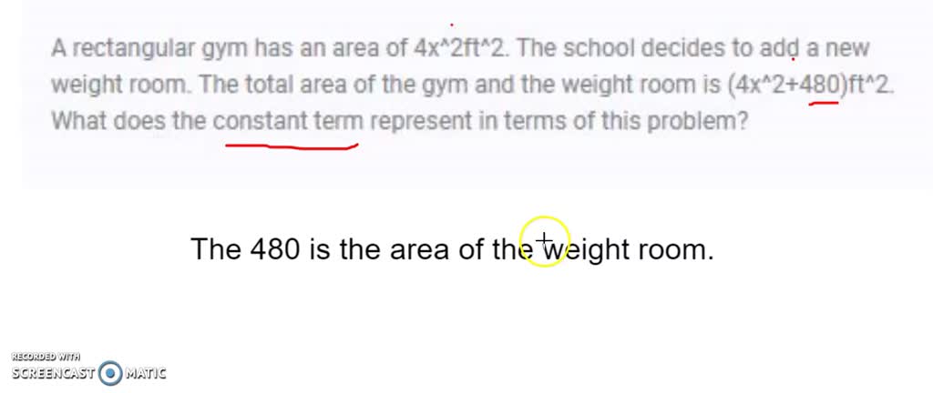 SOLVED: A rectangular gym has an area of 4x^2 ft^2. The school decides ...