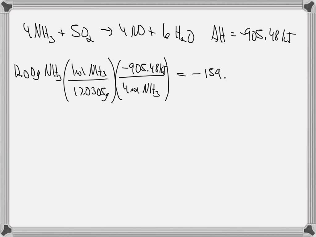 SOLVED: 4 NH3 + 5 O2 → 4 NO + 6 H2O The standard enthalpies of ...