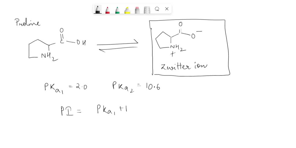 Solved Proline Is A Type Of Amino Acid It Has Pka1 2 0 And Pka2 10 6 Consider Zwitterion