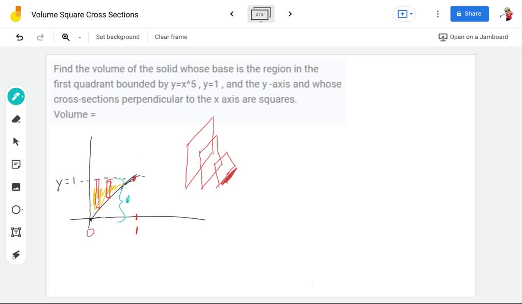 Find the volume of the solid whose base is the region in the first ...