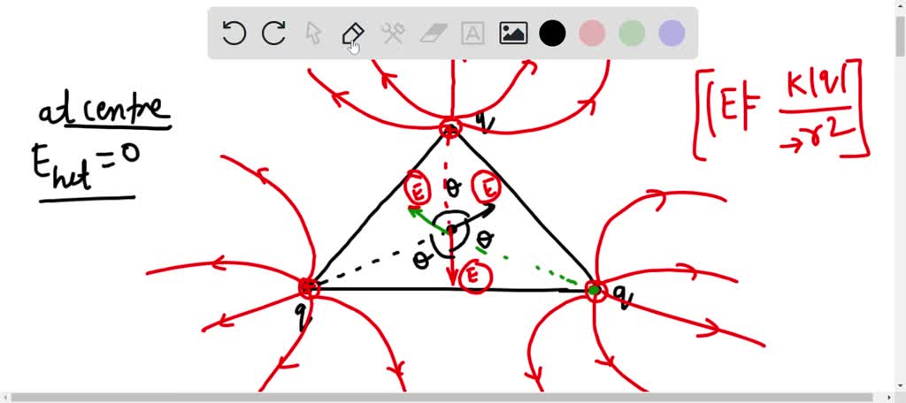 SOLVED: Three equal positive charges q are at the corners of an equilateral triangle of side a ...