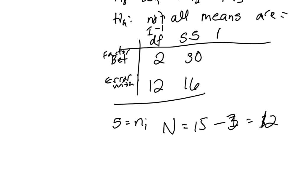 SOLVED: 5 steps example for one-way ANOVA: An experiment examined ...