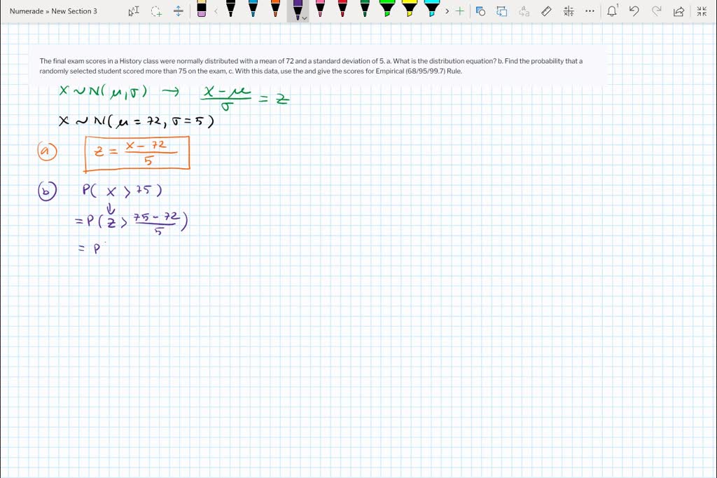 SOLVED: The final exam scores in a History class were normally ...