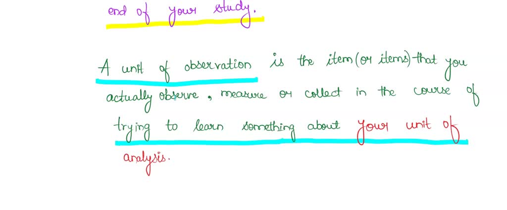 SOLVED What Is The Difference Between The Unit Of Observation And The 