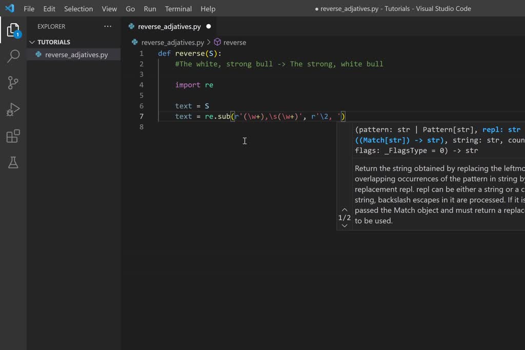 Solved Write A Program Using Python That Takes A Sentence With Two Adjectives Describing An