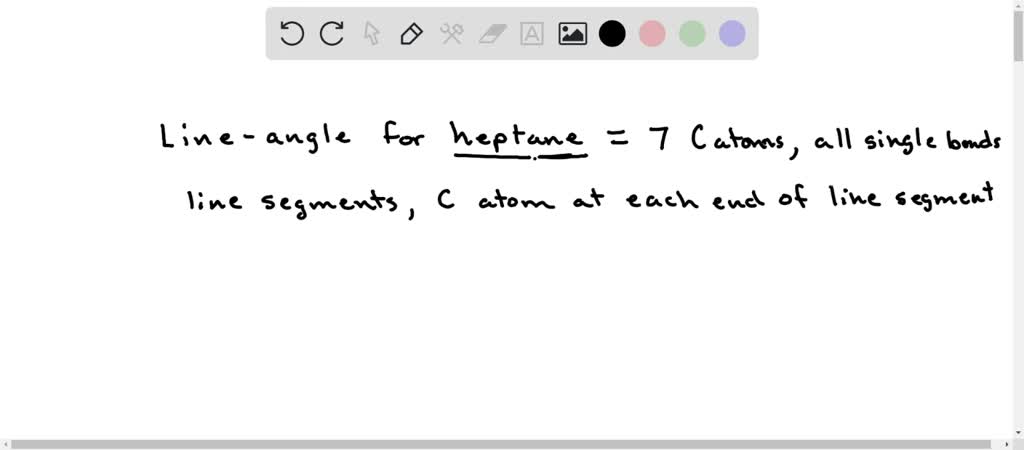 SOLVED: Draw the skeletal structure of heptane in line-bond (line-angle ...