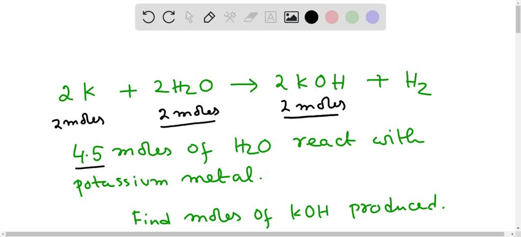 SOLVED: Potassium reacts with water to produce potassium hydroxide and ...