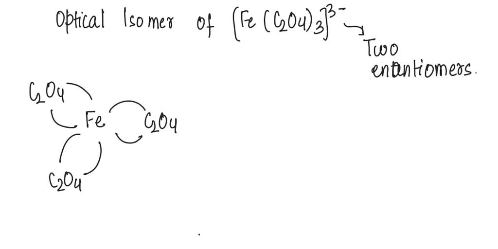 SOLVED: Draw Optical Isomers for [Fe(C2O4)3]3-