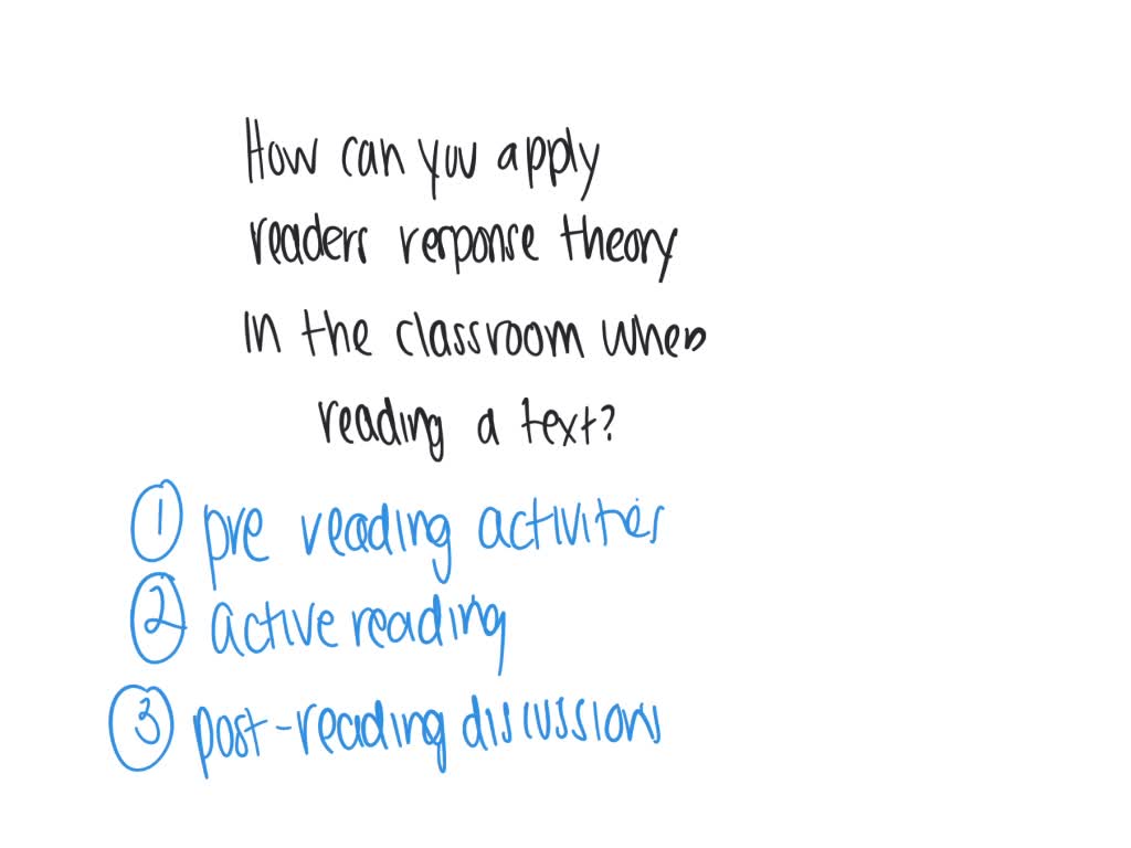 SOLVED: How can I apply readers response theory in my ELAR classroom ...