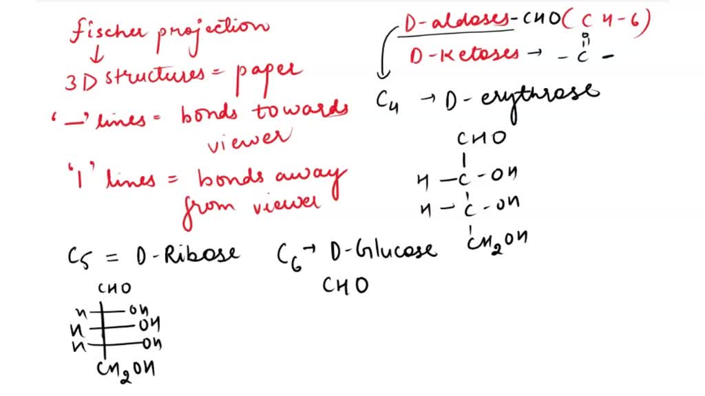 SOLVED: Draw the Fischer projection of D-aldoses and D-ketoses (4 to 6 ...