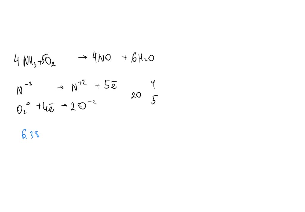 SOLVED: Ammonia (NH3) chemically reacts with oxygen gas (O2) to produce ...