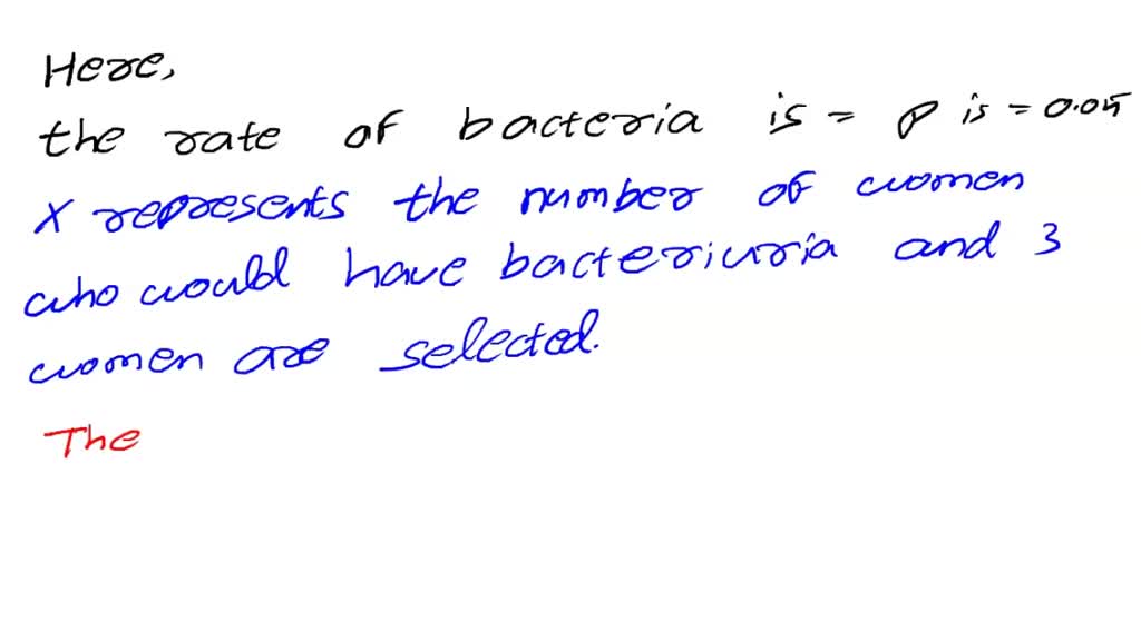 SOLVED: The presence of bacteria in a urine sample (bacteriuria) is ...