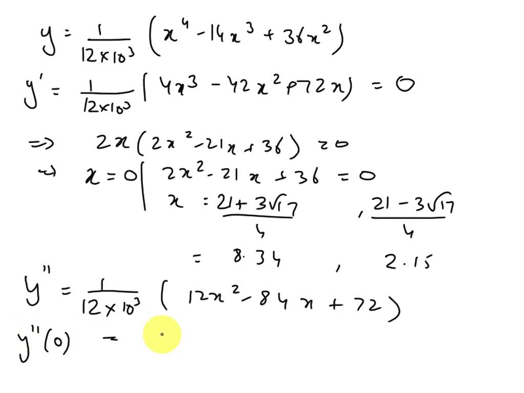 SOLVED: A beam of length 8 m has a deflection y at a distance x from ...
