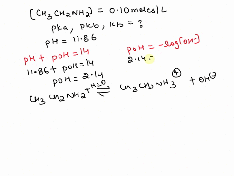 5. Ethylamine (CH3CH2NH2) is a weak base in water. (a) Write...
