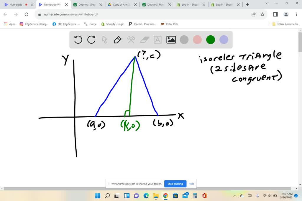 SOLVED: the coordinates of the vertices of an isosceles triangle are ...