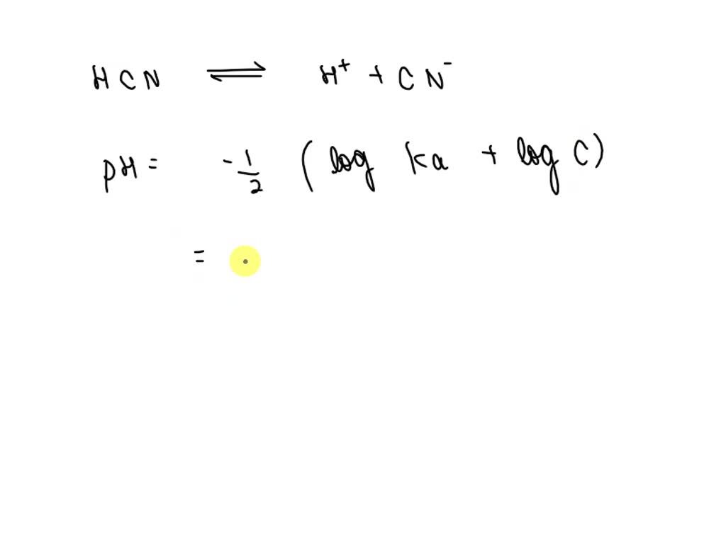What is the pH of a 0.0770 M solution of hydrocyanic acid, HCN (Ka 4.9 ...