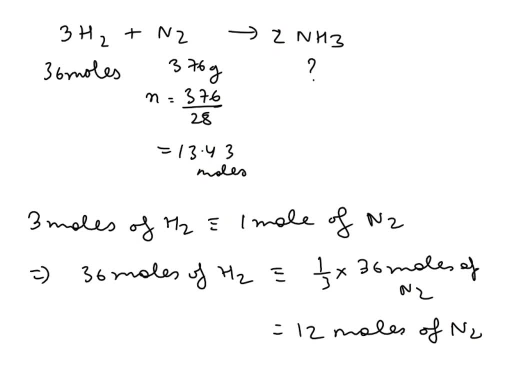SOLVED: The Haber process for making ammonia can be described by the balanced equation, 3 H2 ...