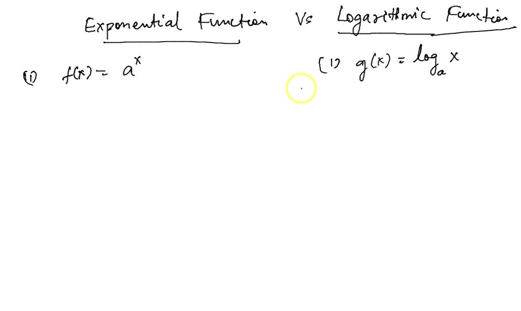 SOLVED: Differentiate between Logarithmic and exponential functions? SOLVED: Differentiate between Logarithmic and exponential functions?