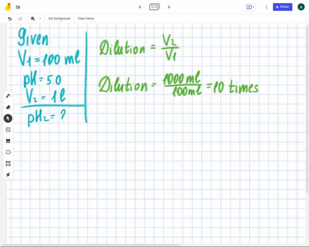 SOLVED: 100 mL of a solution of hydrochloric acid with pH 5.0 is diluted to 1 L . What is the pH ...