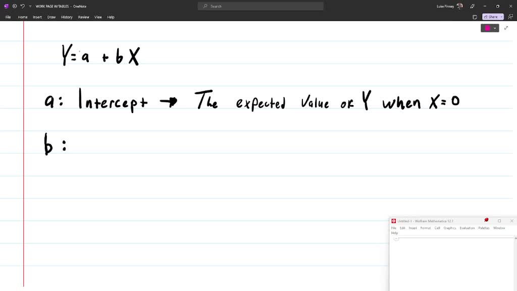 SOLVED: Given the equation of a simple linear regression model (Y = a + bX), how would you ...