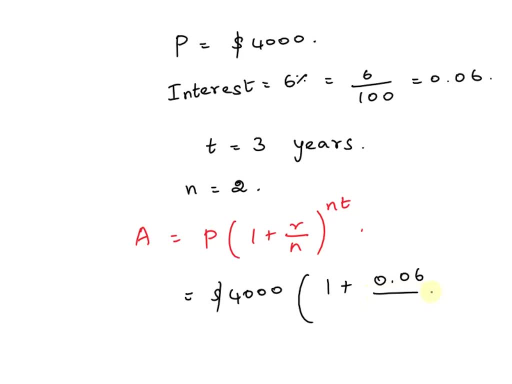 SOLVED: Use the compound interest formula to compute the total amount ...