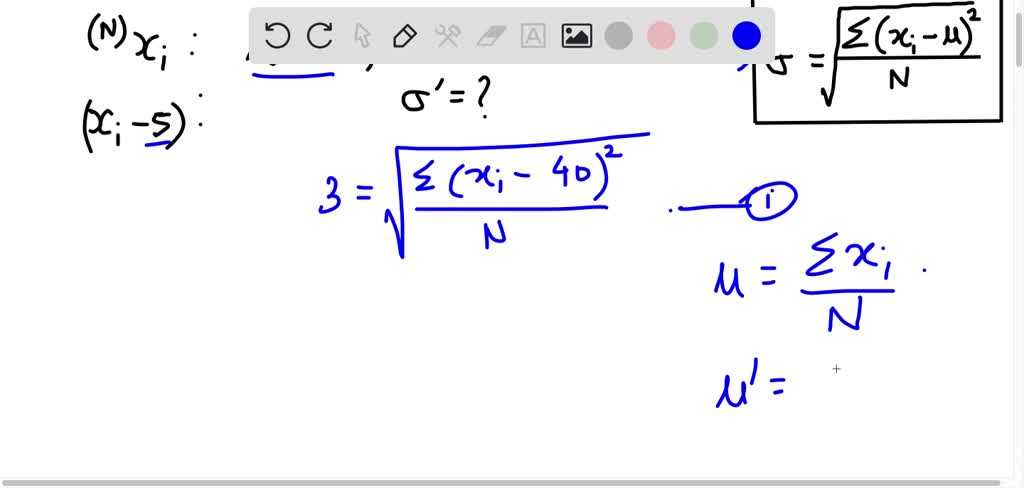 SOLVED: subtracting 5 from each score in a distribution with a mean equal to 40 and a standard ...