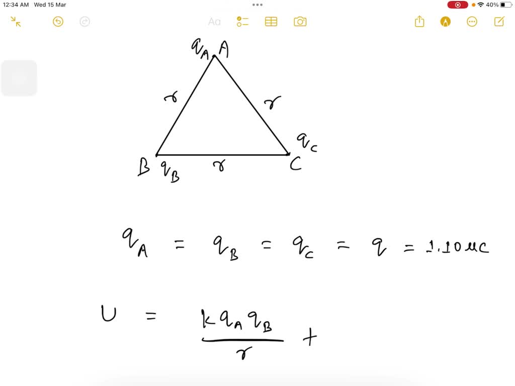 SOLVED: Three equal 1.10 μC point charges are placed at the corners of an equilateral triangle ...