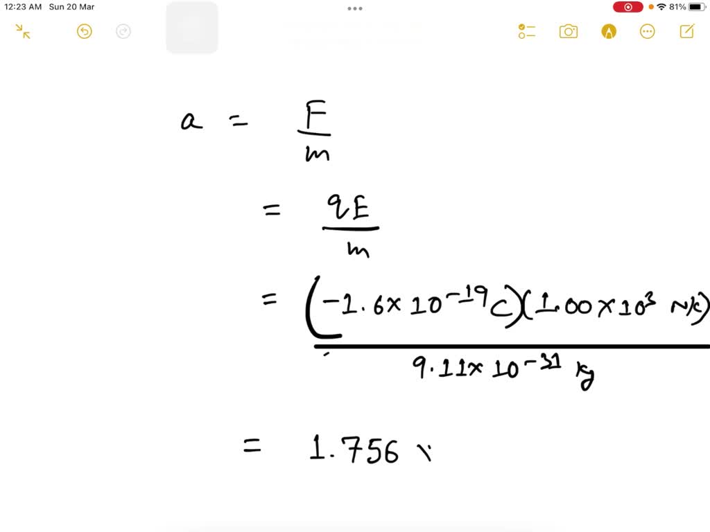 An Electron Travelling At 3 00 X 106 M S Moves Into Uniform Electric