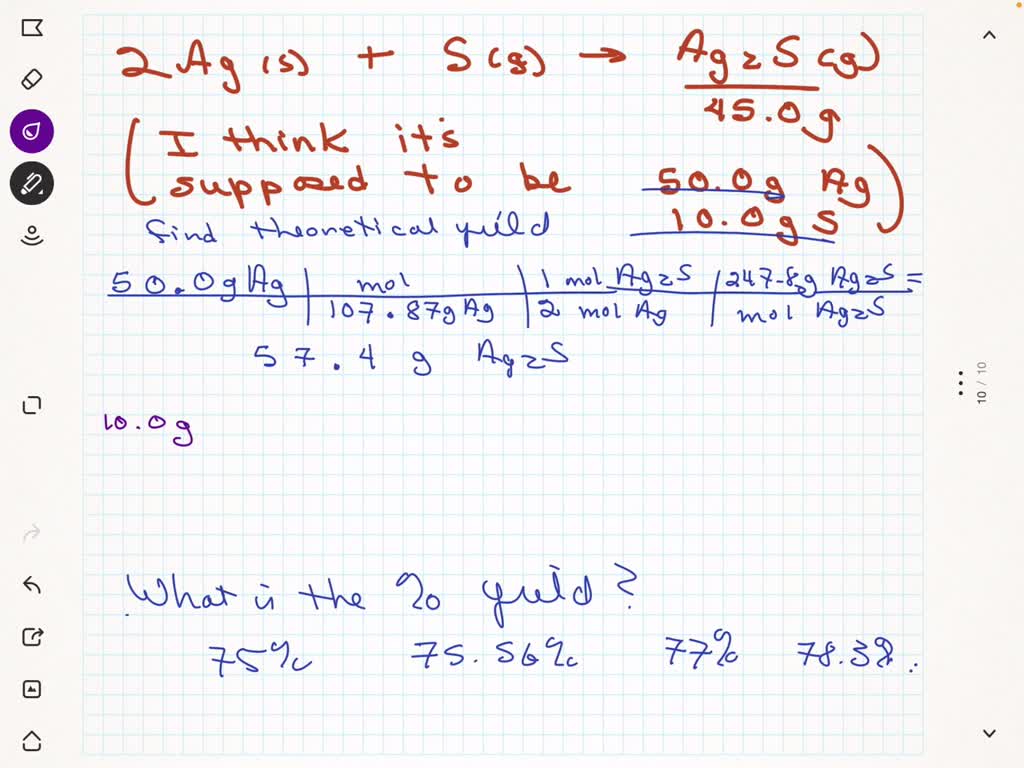 SOLVED: Silver metal reacts with sulfur to form silver sulfide ...