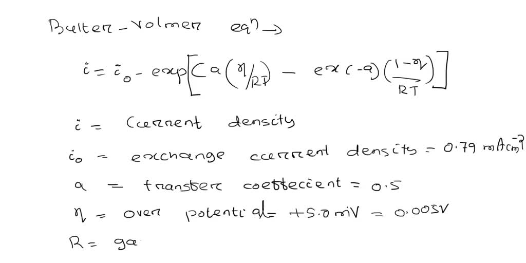 A typical exchange-current density, that for H+ discharge at platinum ...