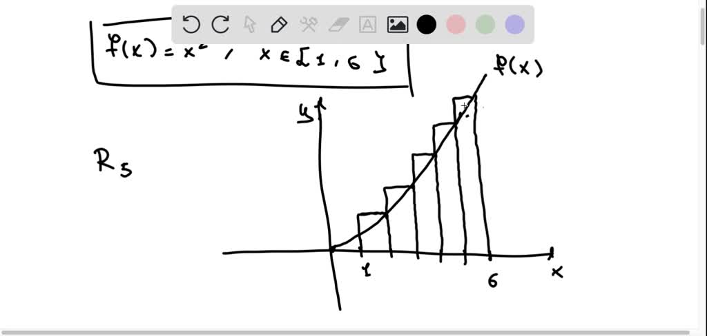 SOLVED: Calculate the left and right Riemann sums for f (x) t on the interval [1,6] with n = 5 ...