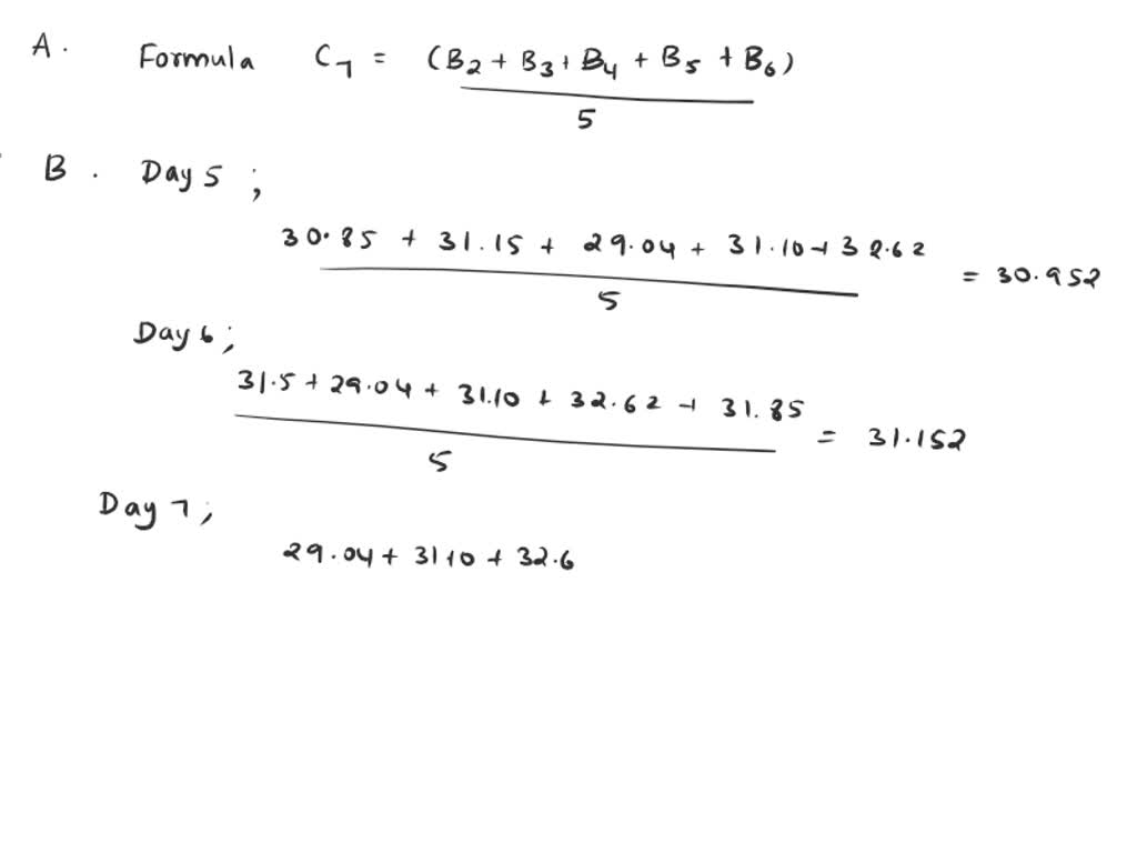 SOLVED: SIMPLE MOVING AVERAGE Renee made a spreadsheet to calculate the ...