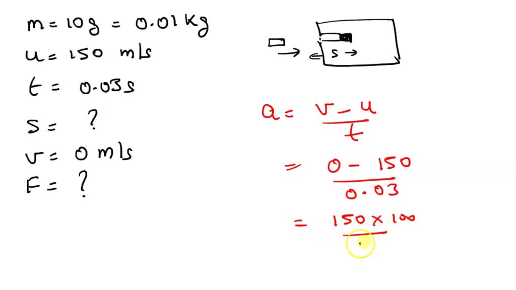 SOLVED: A bullet of mass 10 g travelling horizontally with a velocity of 150 ms-1 strikes a ...