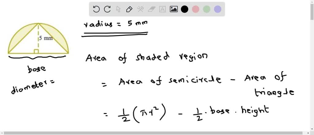 SOLVED: triangle is placed in a semicircle with radius of 5 mm, as shown below Find the area of ...