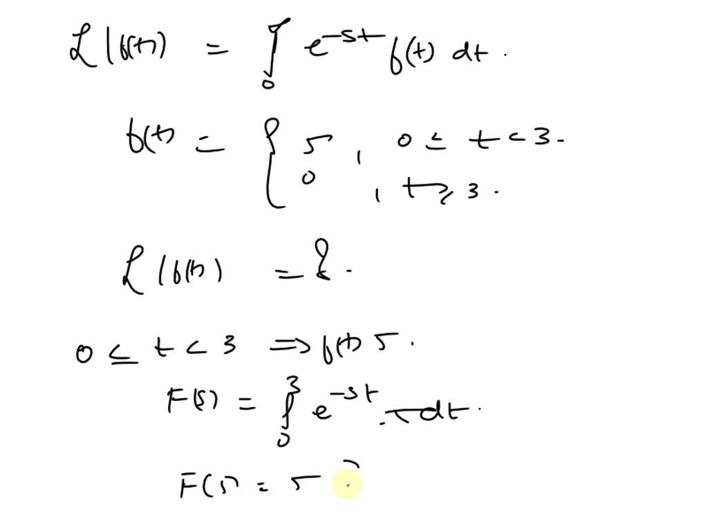 SOLVED: DEFINITION 7.1.1 Laplace Transform Let f be a function defined ...