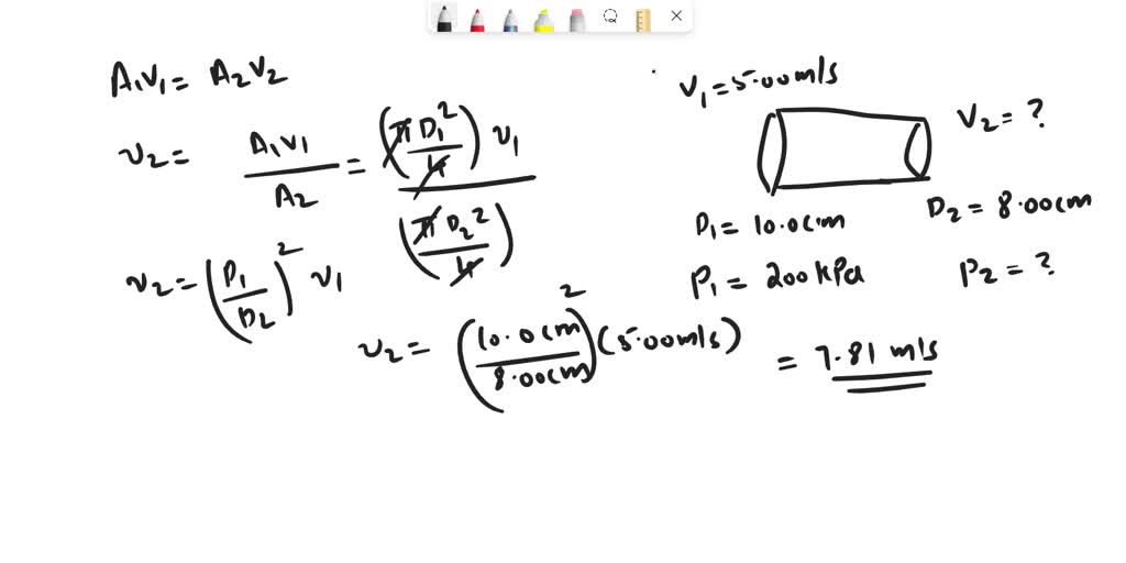SOLVED: An incompressible fluid is flowing through a horizontal pipe with a constriction. The ...