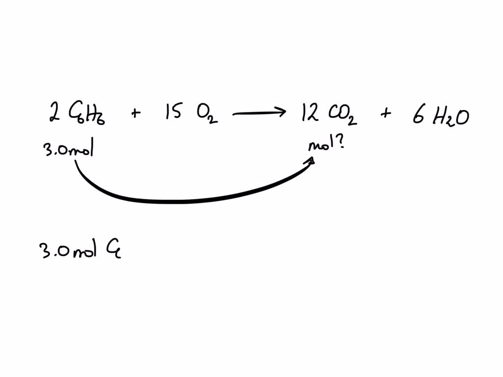 SOLVED: Consider the following balanced equation: 2 C6H6 + 15 O2 â†’ 12 CO2 + 6 H2O. How many ...