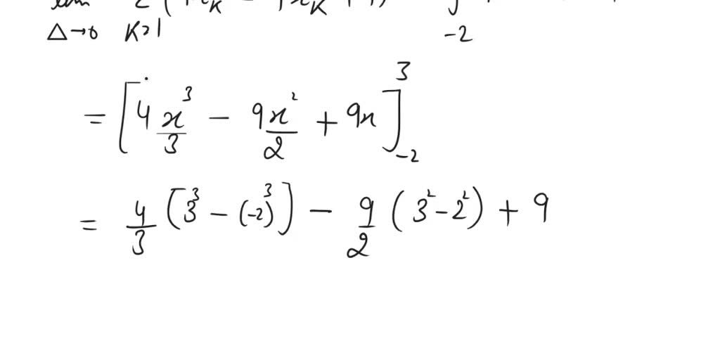 SOLVED: Express the limit as a definite integral 1) lim 2 (4x^2 - 9x ...