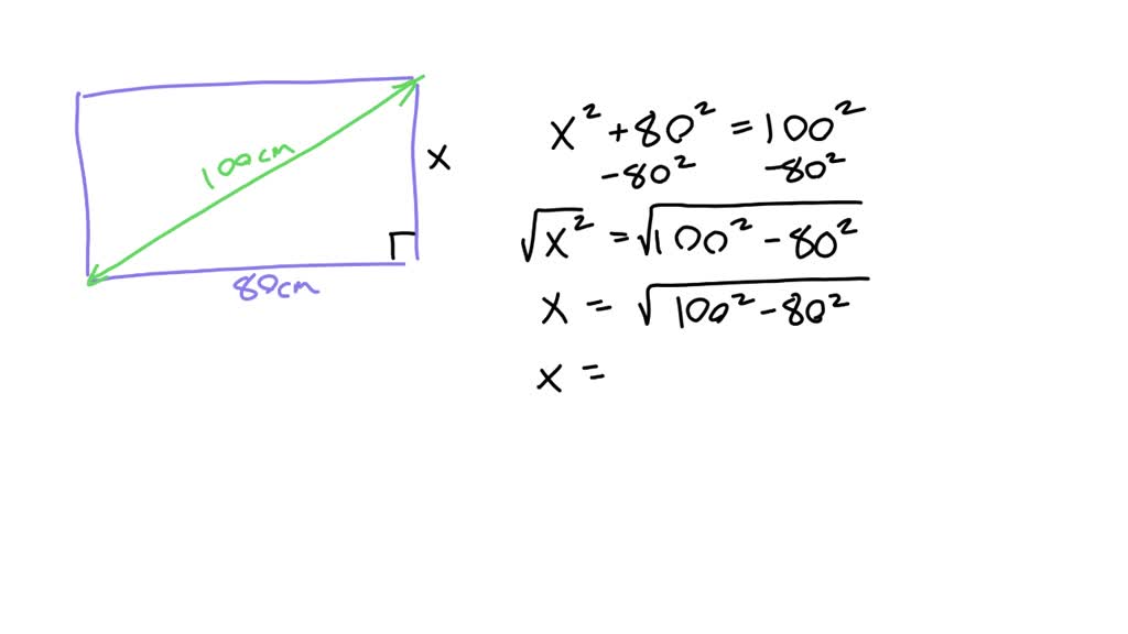 SOLVED: Tv with diagonal measurement of 100cm, base is 80cm long, what ...