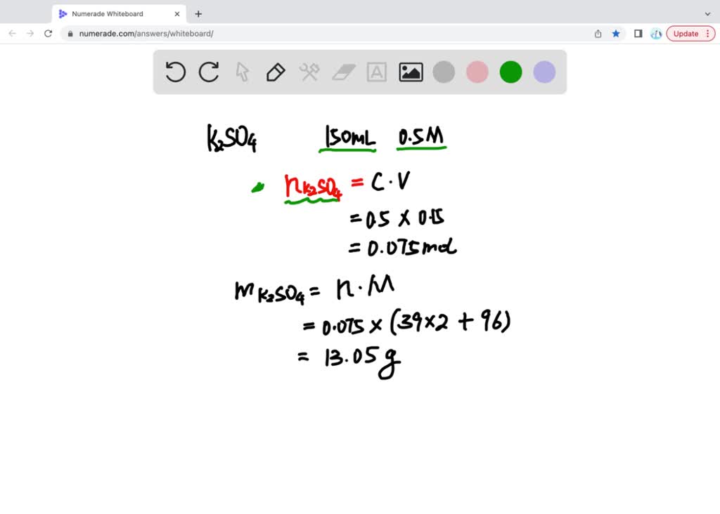 SOLVED: How many grams of K2SO4 must you weigh out if you want to make ...