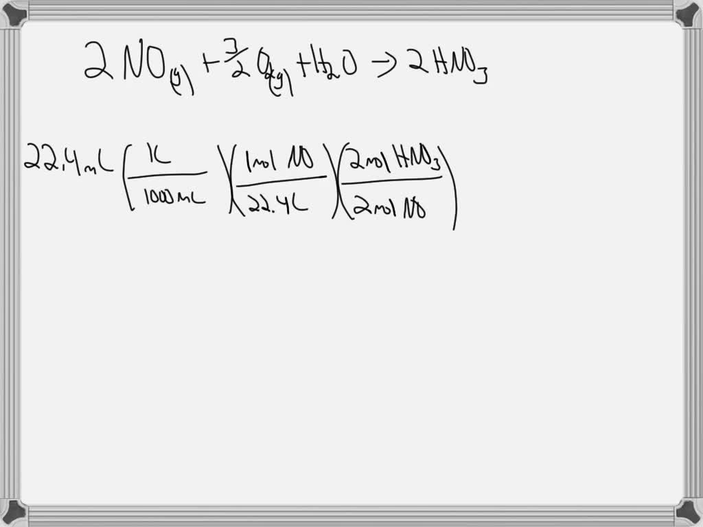 SOLVED: Nitric acid (HNO3), a strong acid, is formed in the following ...