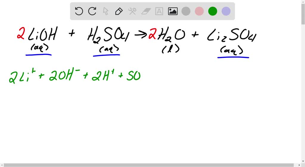 SOLVED: (6) Identify the net-ionic equation for the reaction between Lithium hydroxide and ...