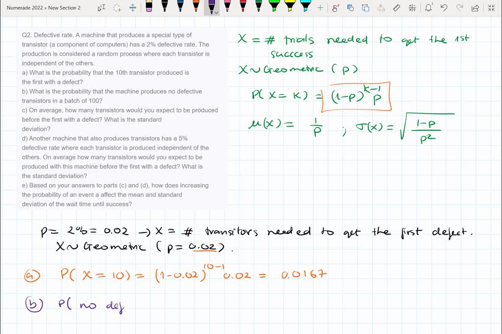 Q2. Defective rate. A machine that produces a special type of ...